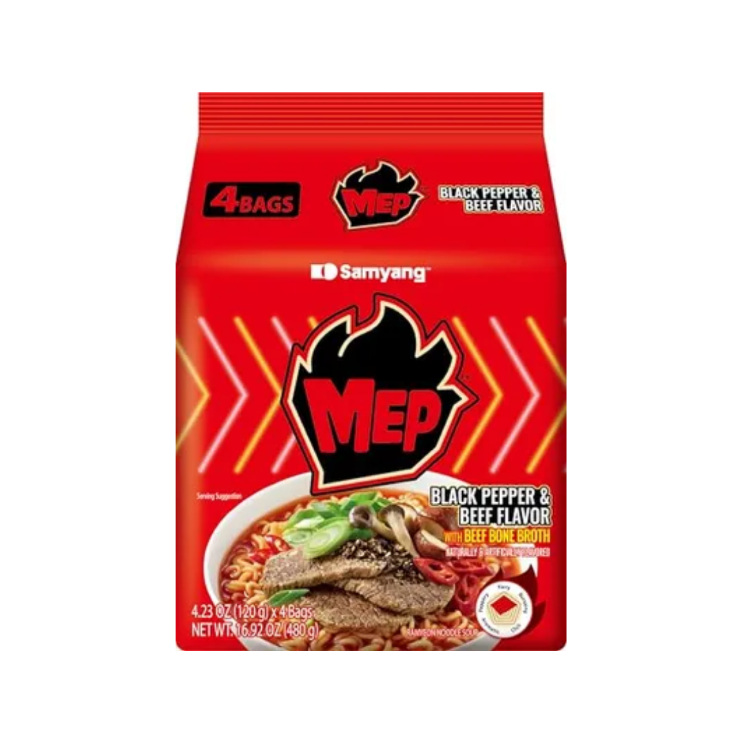 MEP Black Pepper and Beef Flavor Ramen 맵탱 흑후추 소고기 라면 4/120g – NUBON MARKET